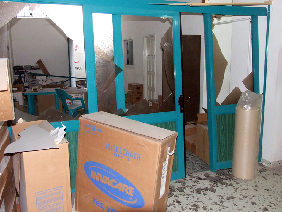 Photo showing damage to warehouse where PMRS kept equipment for ...