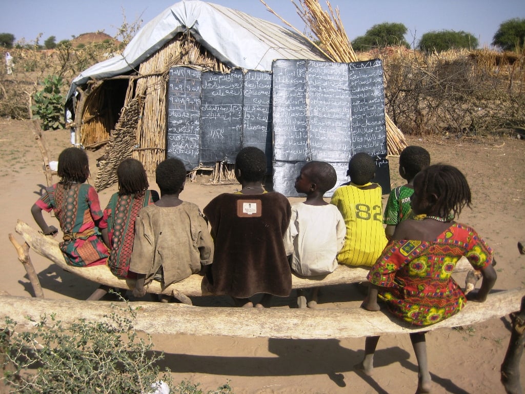 A displaced Chadian in Adé has turned his home into a school, using ...