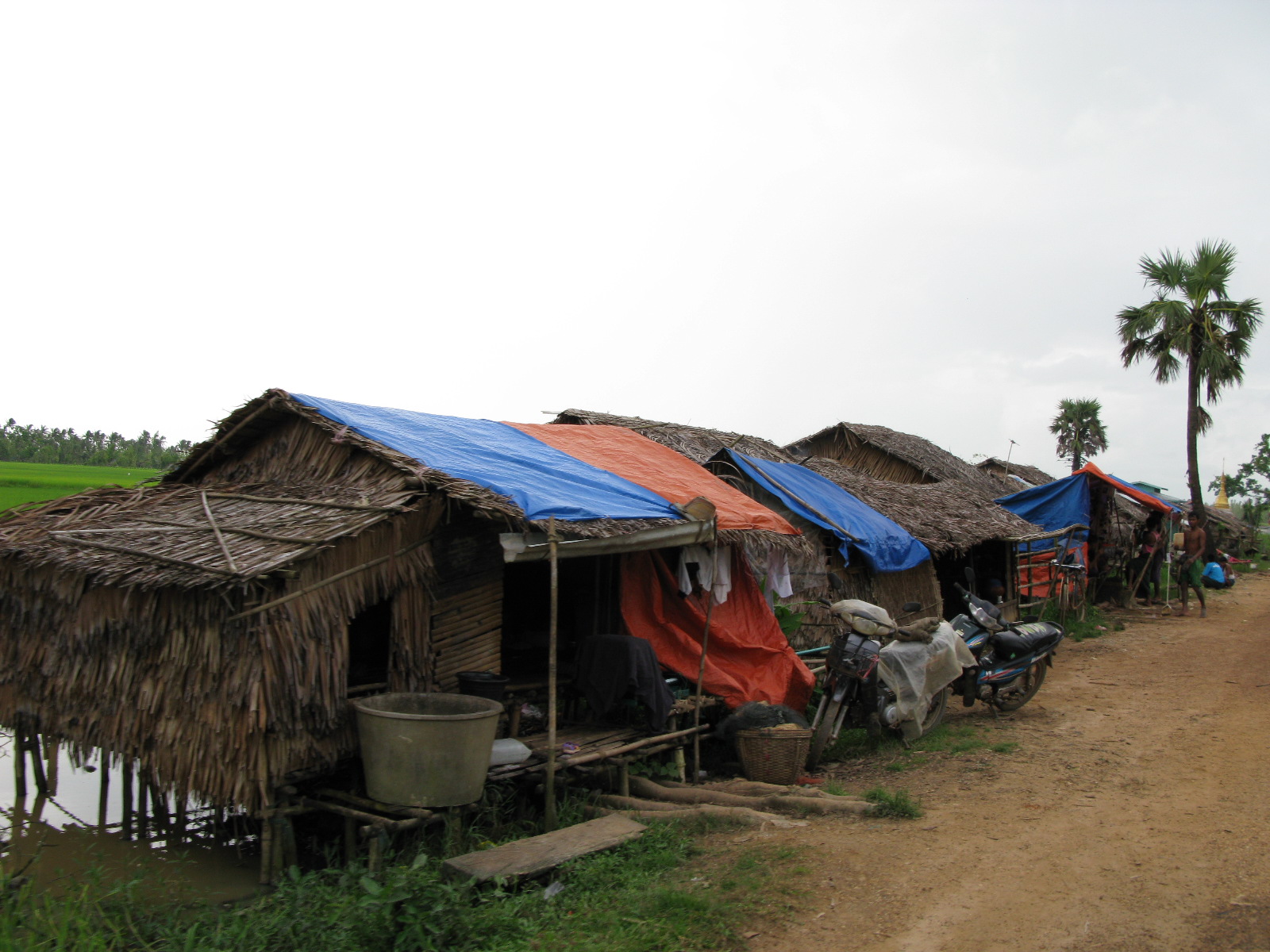 Makeshift houses in Pyapon Township in Myanmar's southern Ayeyarwady ...