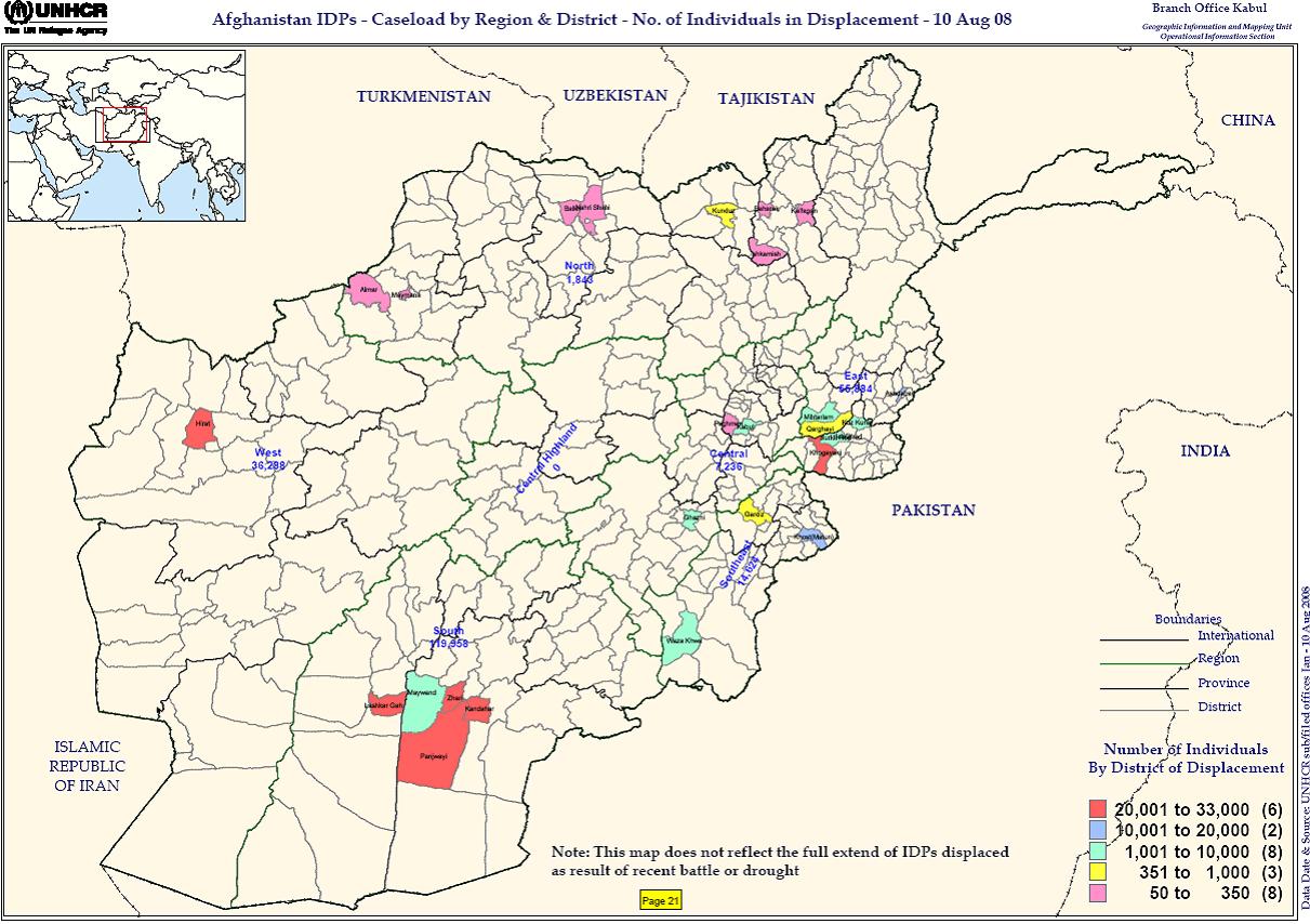 Map showing location of IDPs in Afghanistan | The New Humanitarian