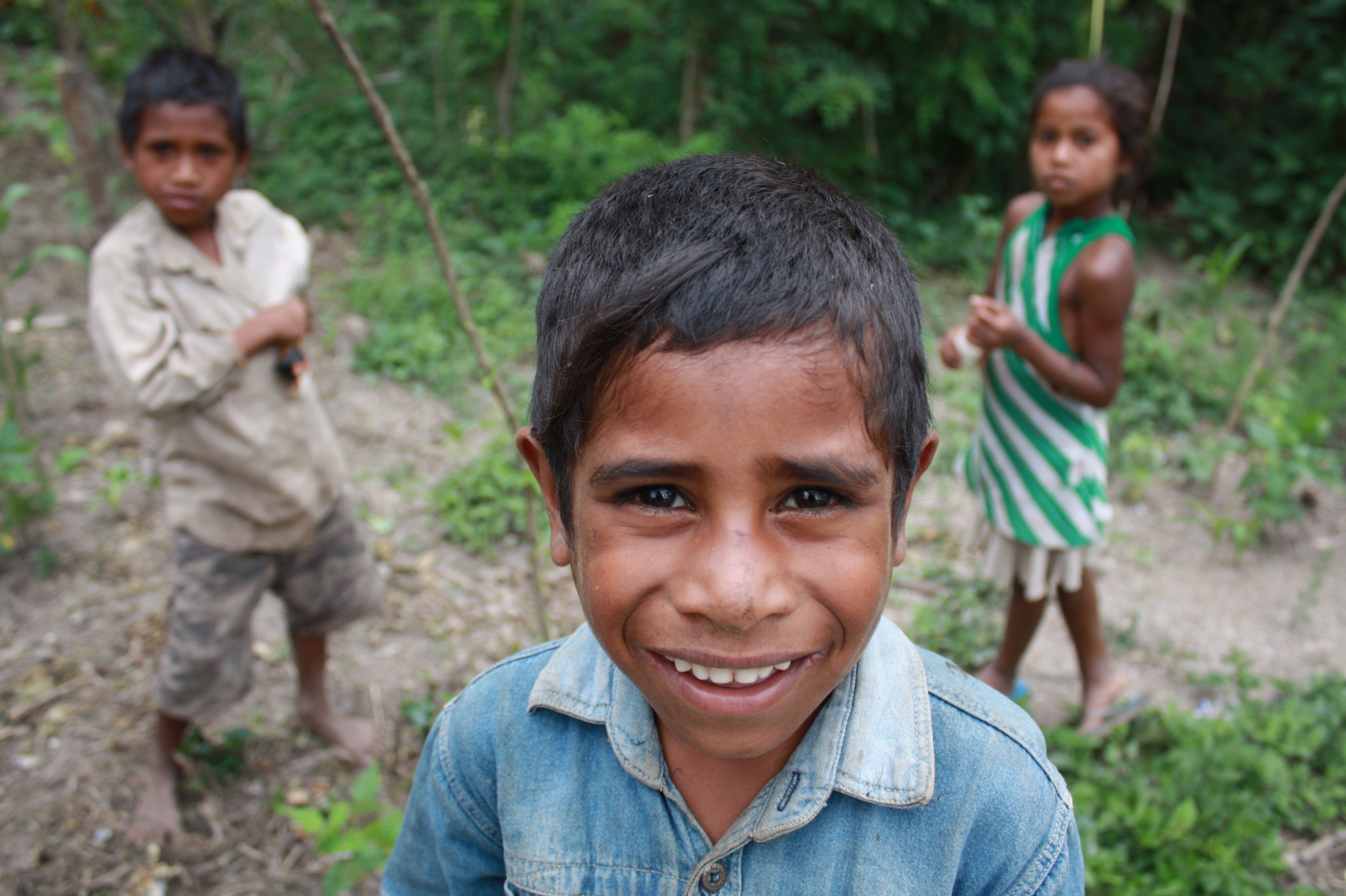 A young boy and his friends in Emera District, west-central Timor-Leste ...