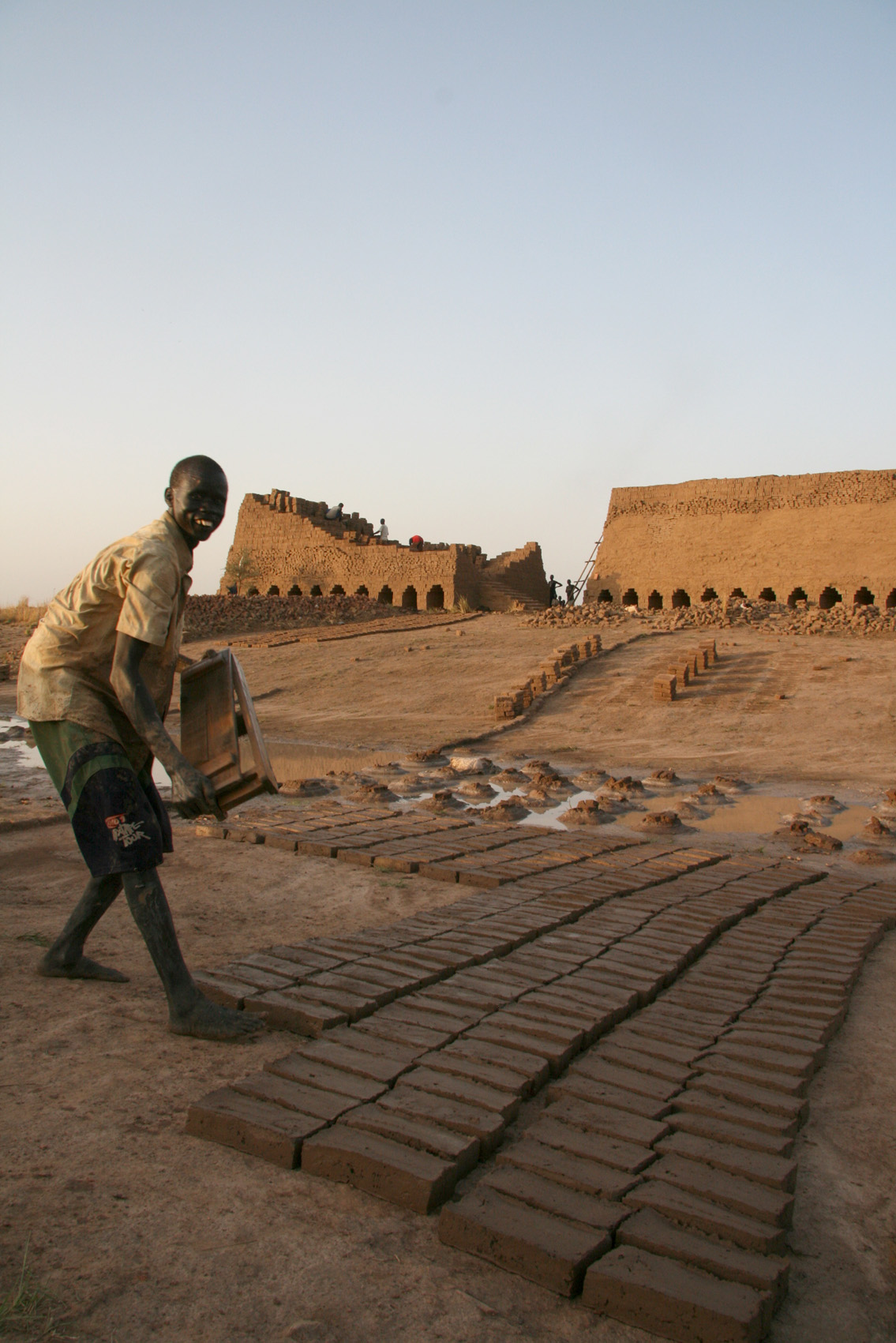 Brick making at the banks of the river Jur in Wau, Western Bahr el ...