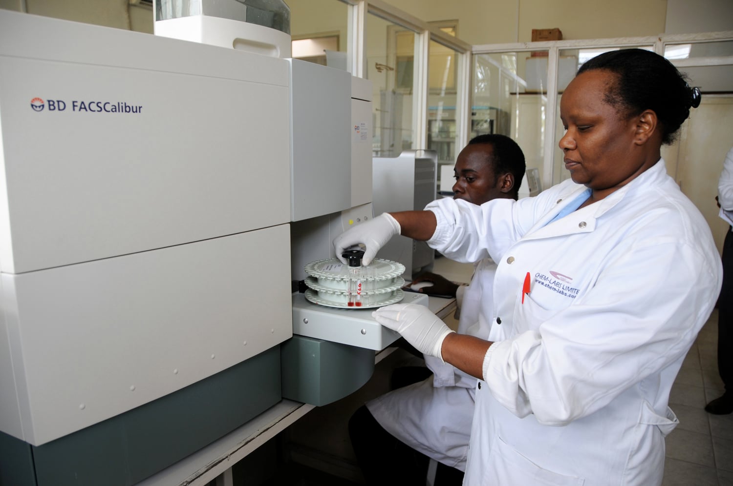 Loading blood specimens for CD4 count for patient monitoring for anti ...