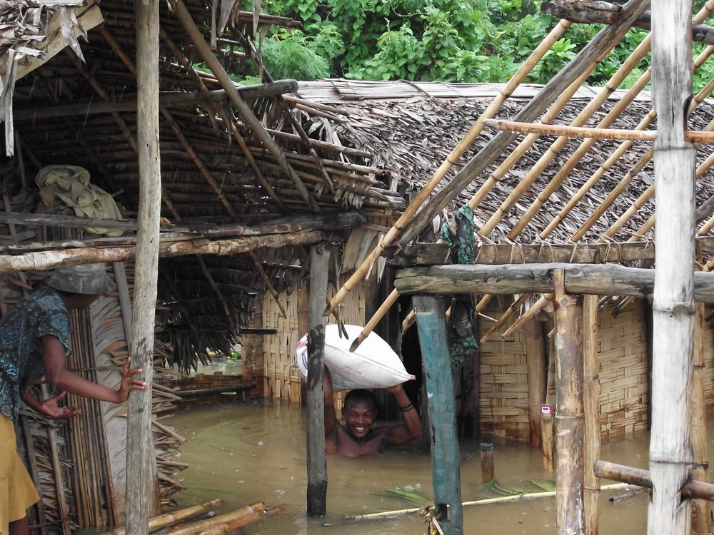 Damage caused by Cyclone Bingiza, near Antalaha in the north east of ...
