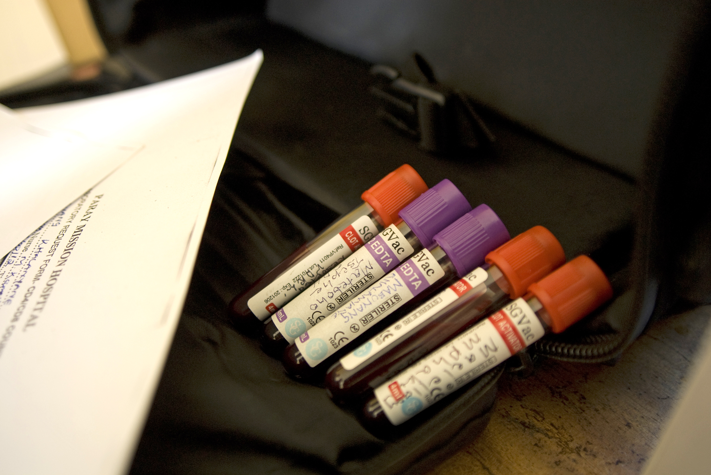 Blood samples from Semenanyane health clinic in Thaba-Tseka, eastern ...
