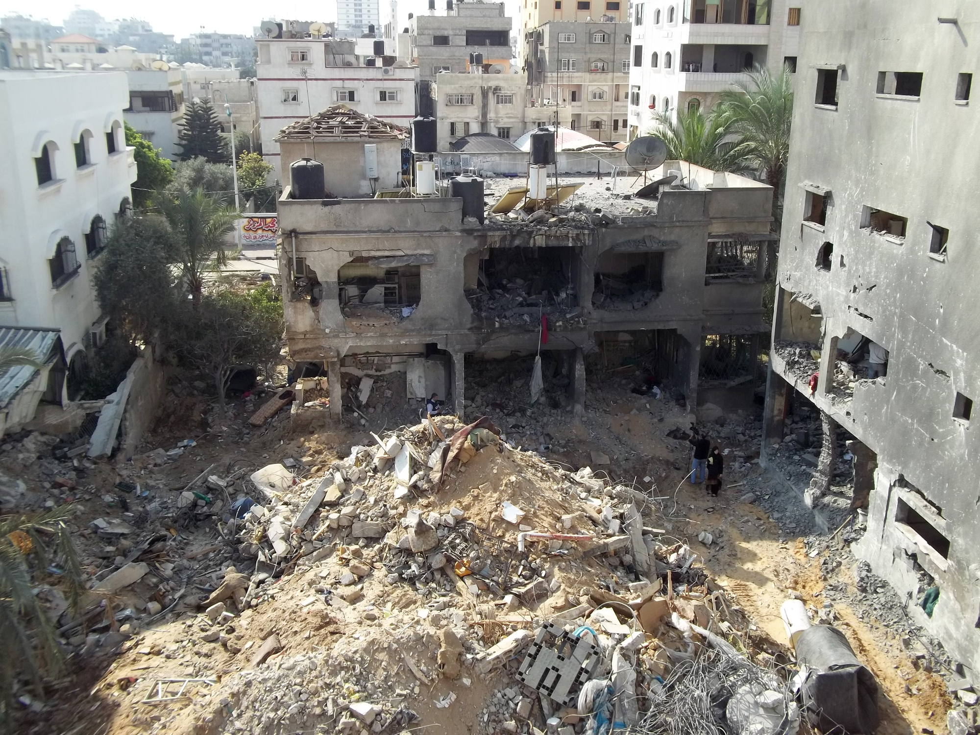 Ruins of Al Dalou family house, where at least 10 people were killed in ...