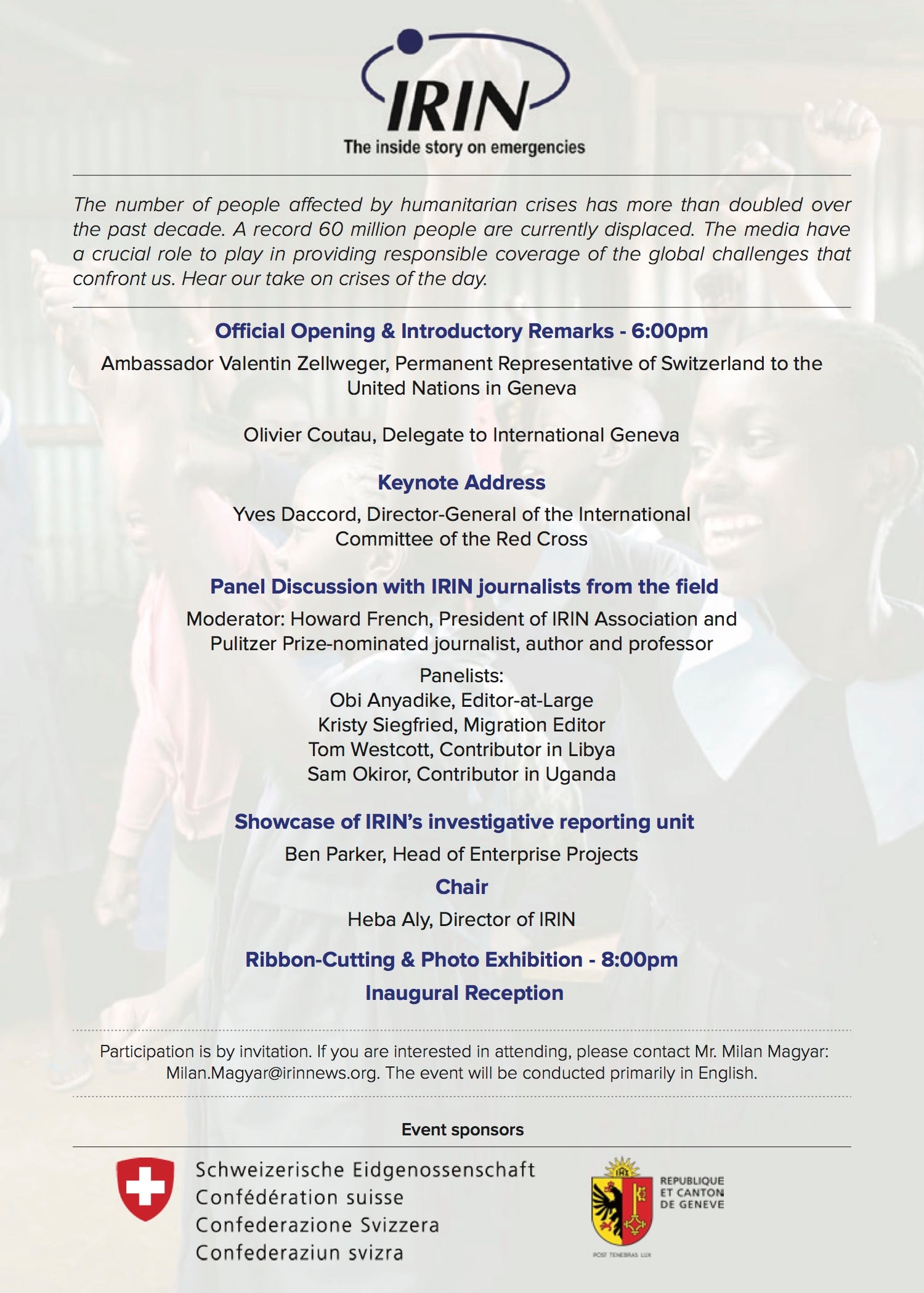 The New Humanitarian | IRIN officially opens its new headquarters in Geneva